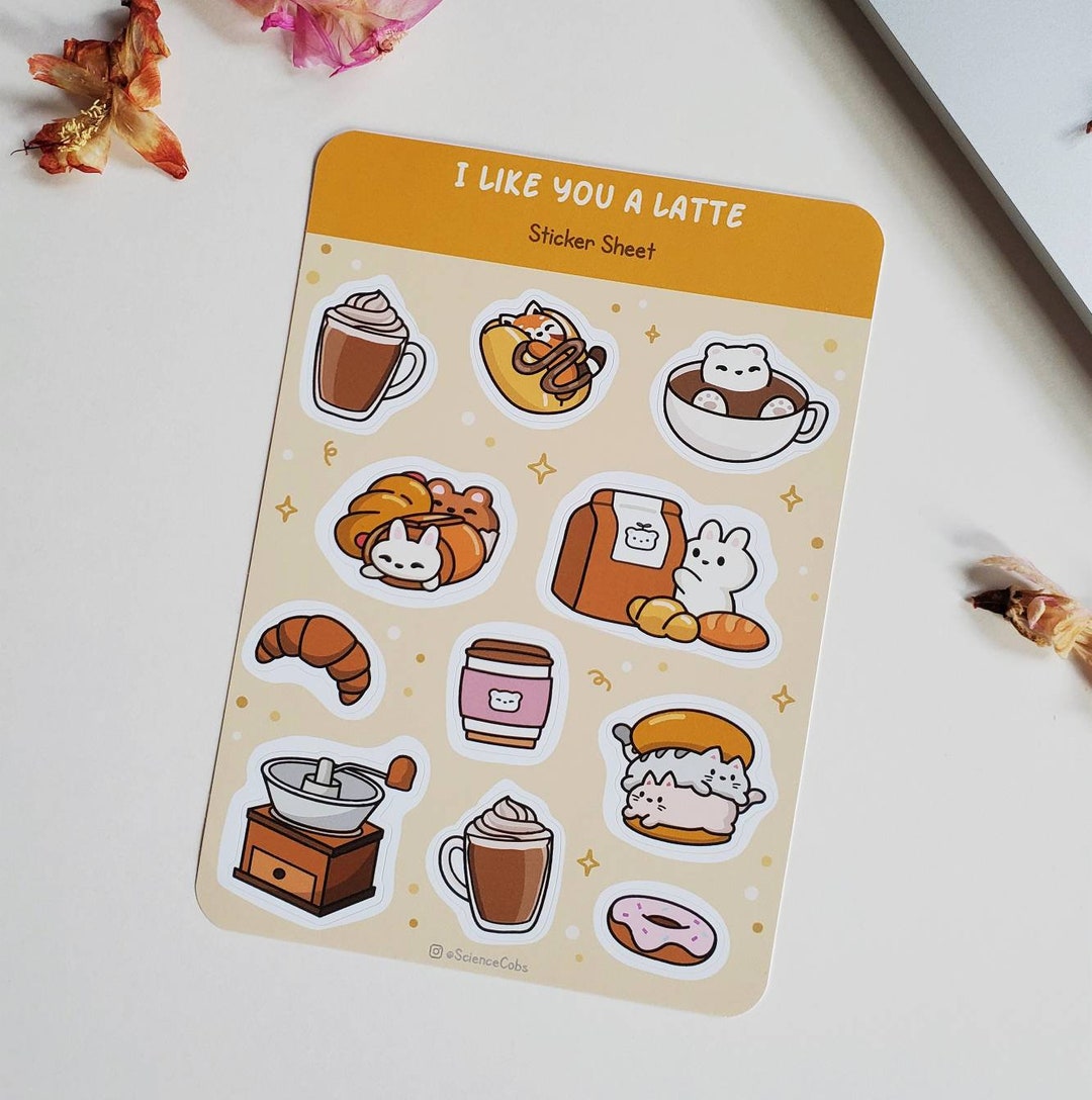Coffee Sticker Sheet Cafe Bakery Stickers Cute Rabbit Hot - Etsy