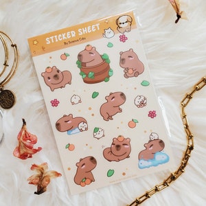 Capybara Sticker Sheet Cute Capy Stickers Capybara - Etsy