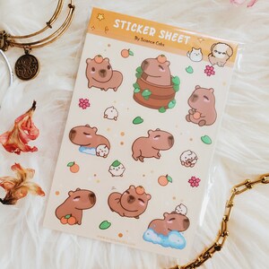 Capybara Sticker Sheet Cute Capy Stickers Capybara - Etsy