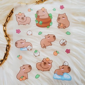 Capybara Sticker Sheet Cute Capy Stickers Capybara - Etsy