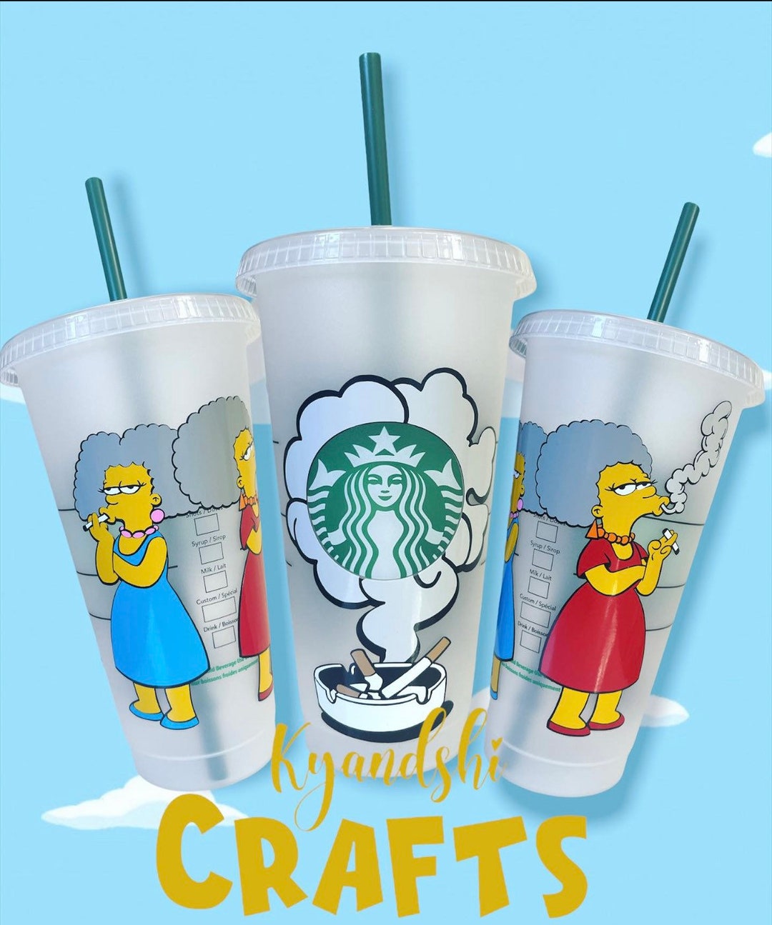 Starbucks Simpson Inspired Tumbler/ Patty and Selma - Etsy