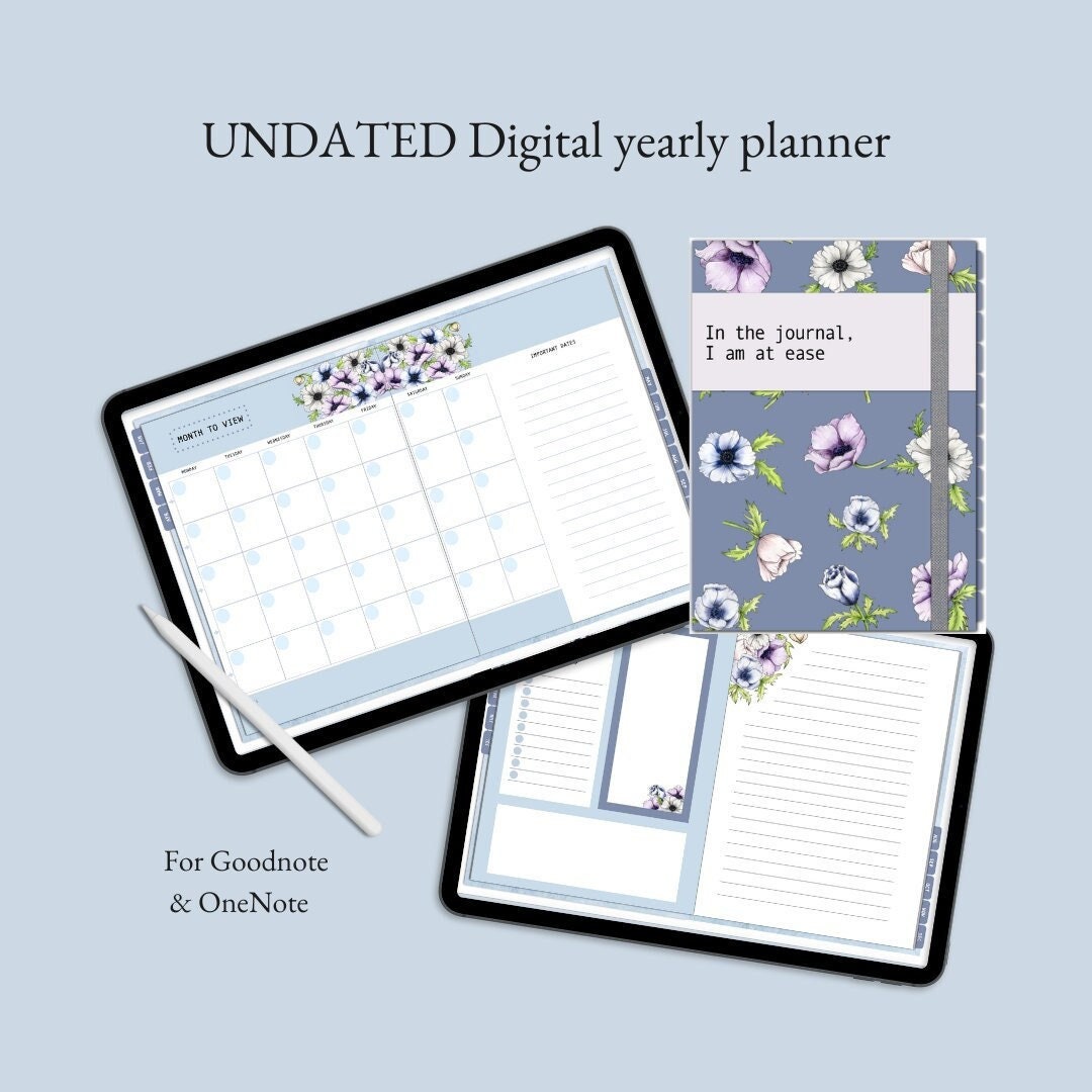 Dateless Digital Planner - Floral Design Yearly Planner for iPad ...
