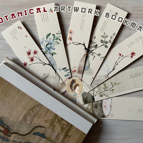 Japanese Botanical Artwork Bookmarks 7 Patterns to Choose - Etsy