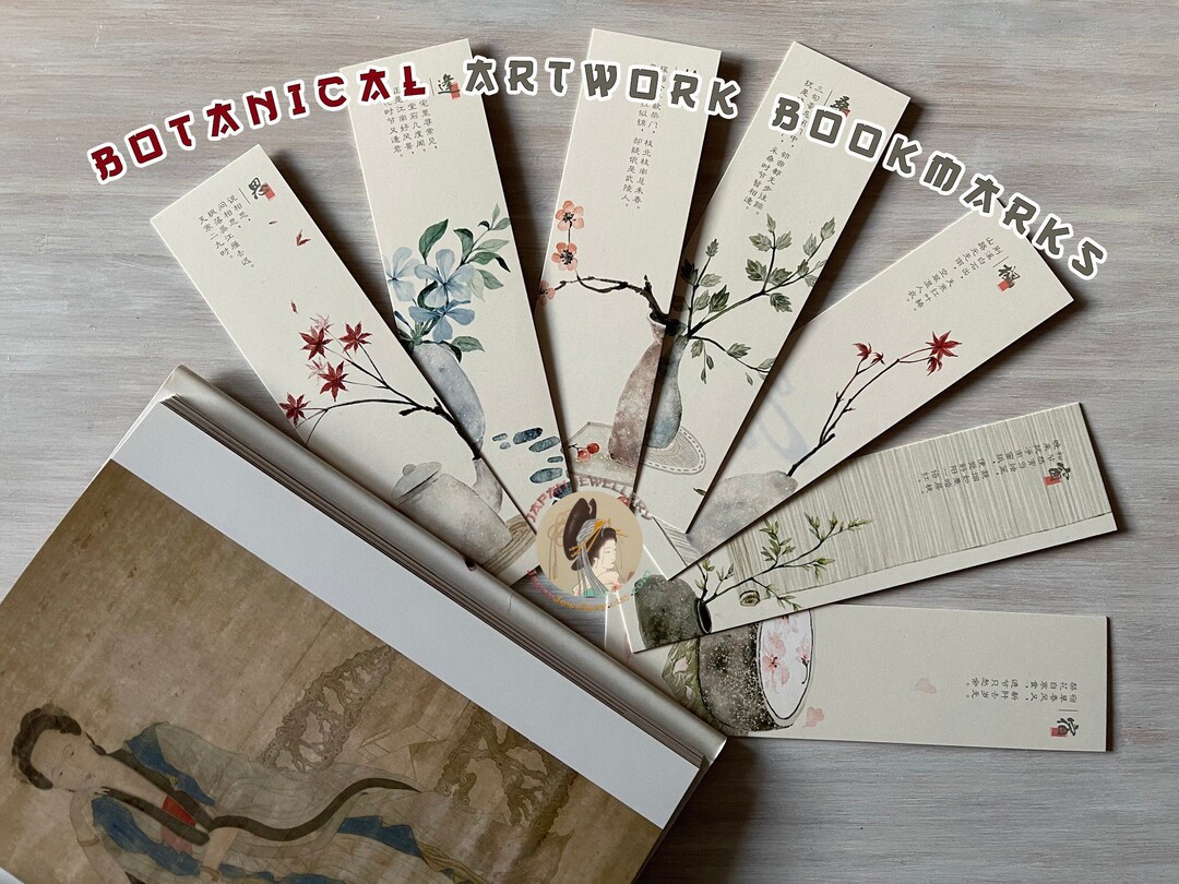 Japanese Botanical Artwork Bookmarks 7 Patterns to Choose From Earth ...