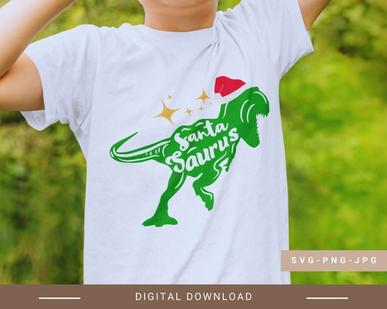Christmas Dinosaur Svgsanta Saurus Svgchristmas Dino | Etsy