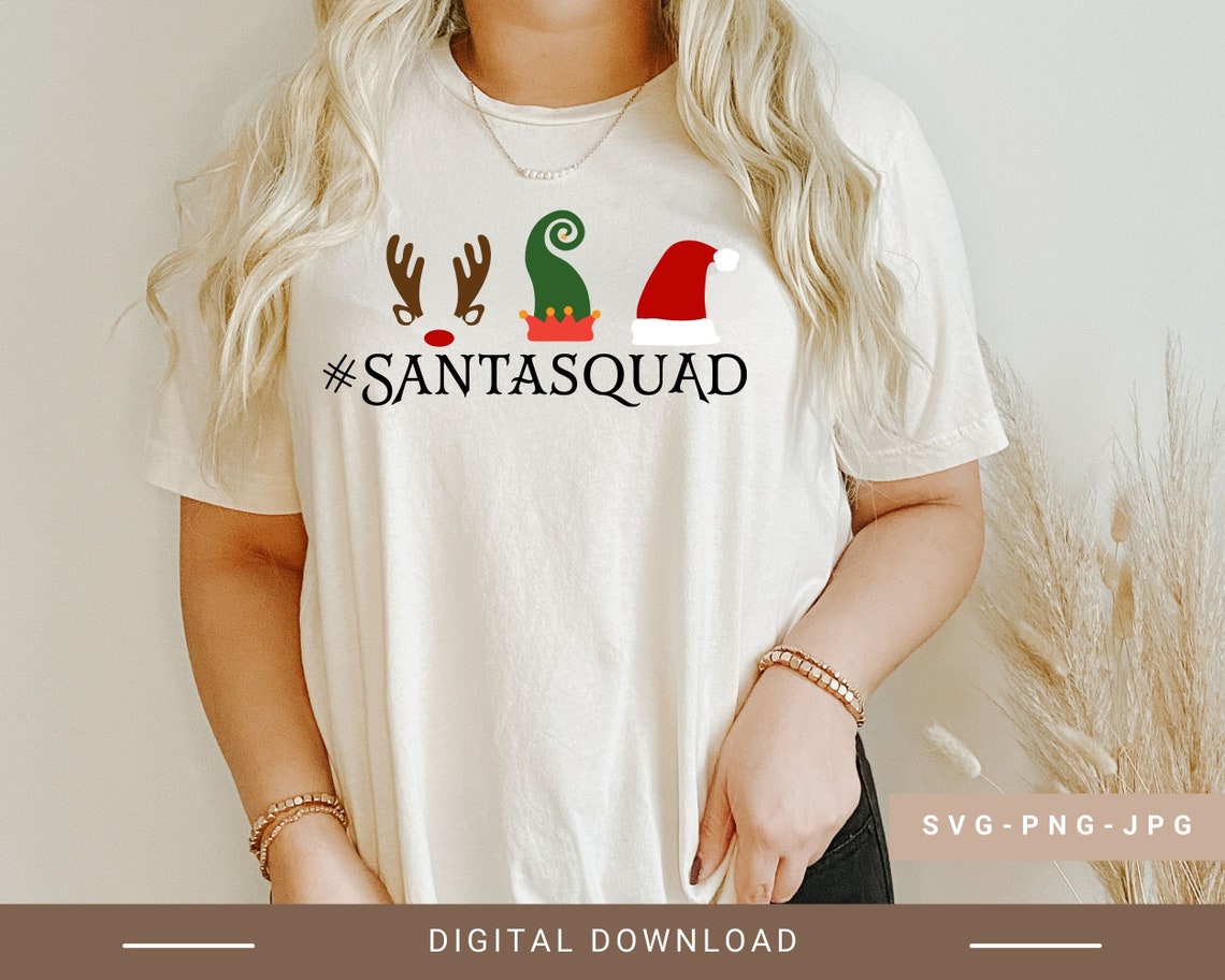 Santa Squad Svg Santa Hat Svg Reindeer Svgchristmas Quote | Etsy