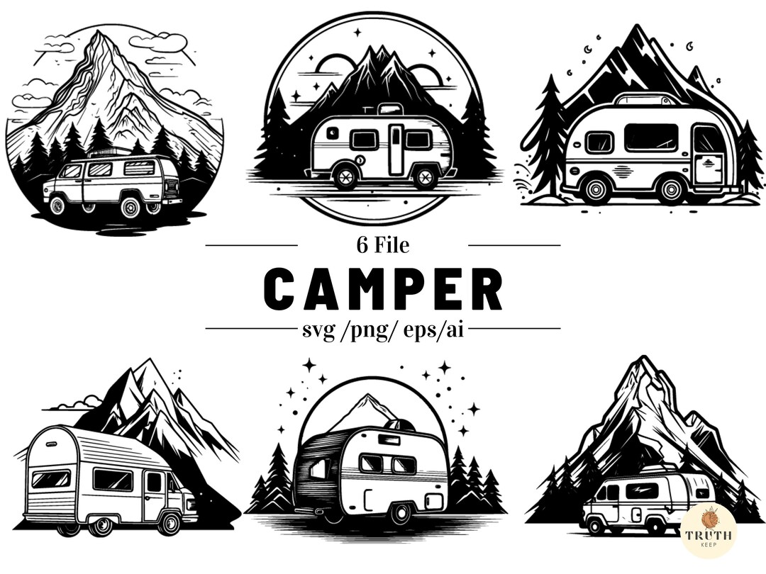 6 Design camper scene svg bundle, camper caravan svg, camp life svg ...