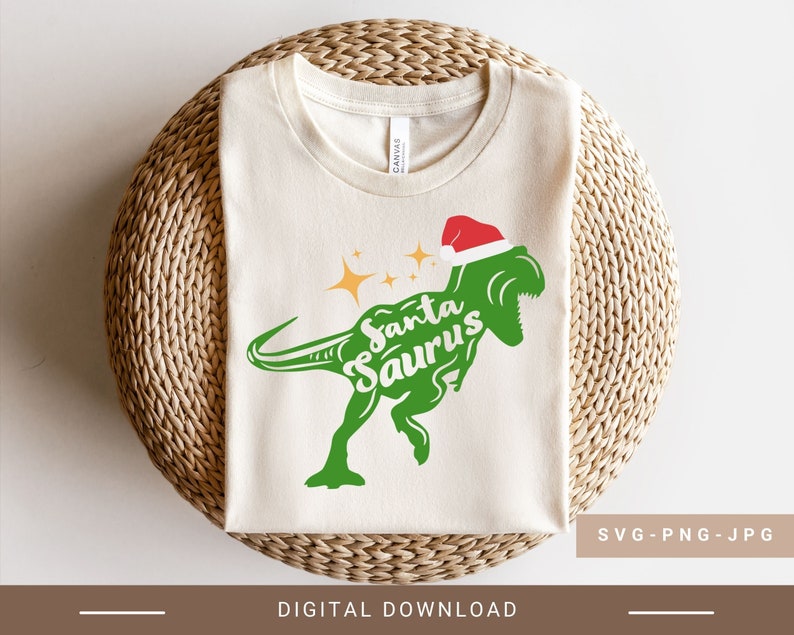 Christmas Dinosaur Svgsanta Saurus Svgchristmas Dino | Etsy