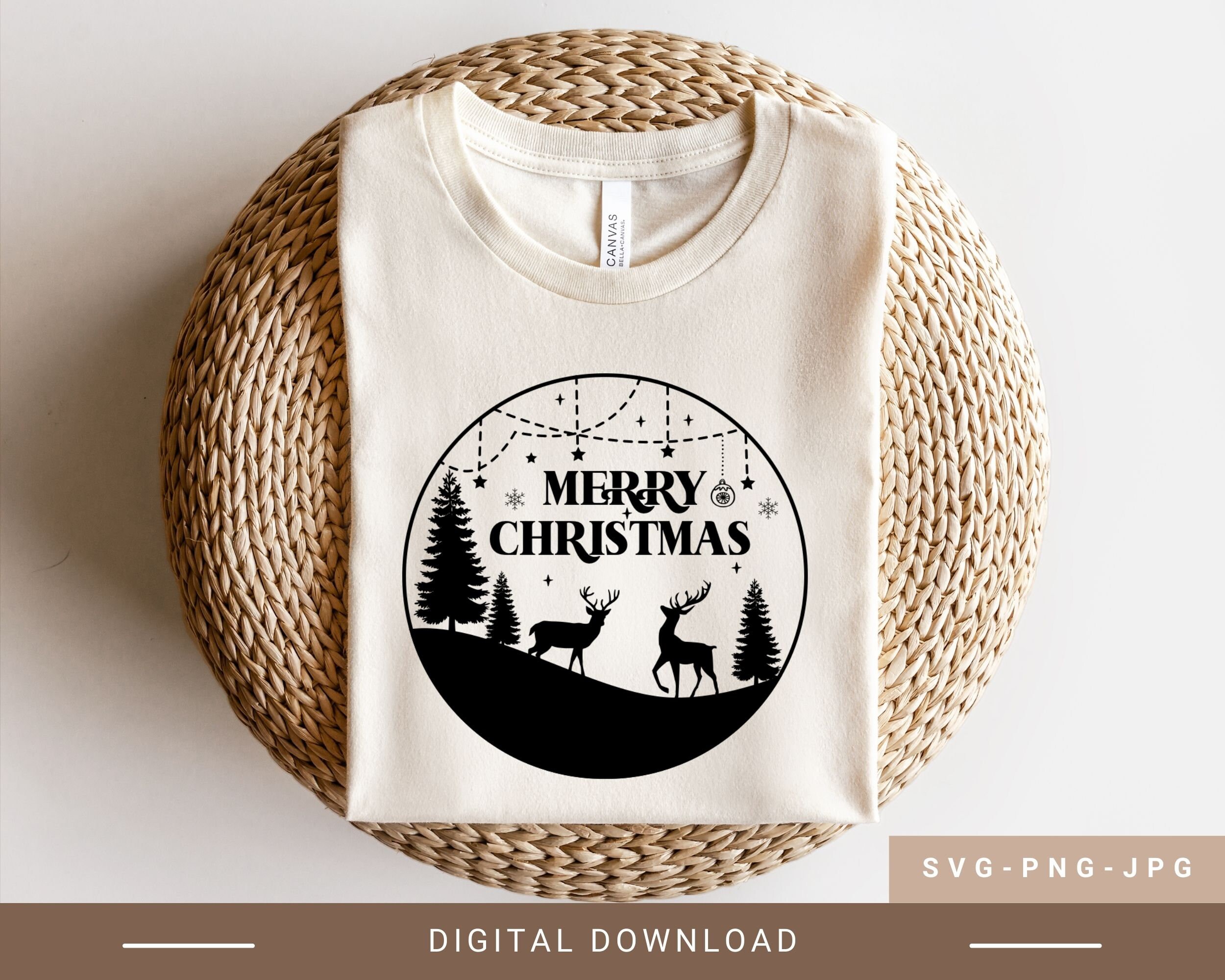 Merry Christmas Winter Scene Night Svg Bundlesanta Sleigh | Etsy