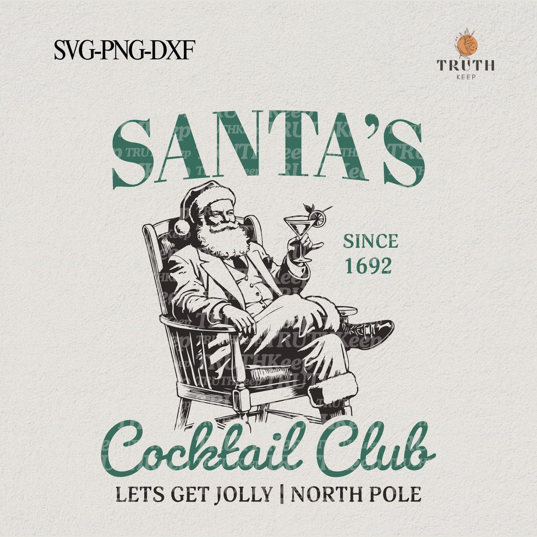 Santas Cocktail Club SVG Png,trending Png,vintage Santa,christmas Vibes ...