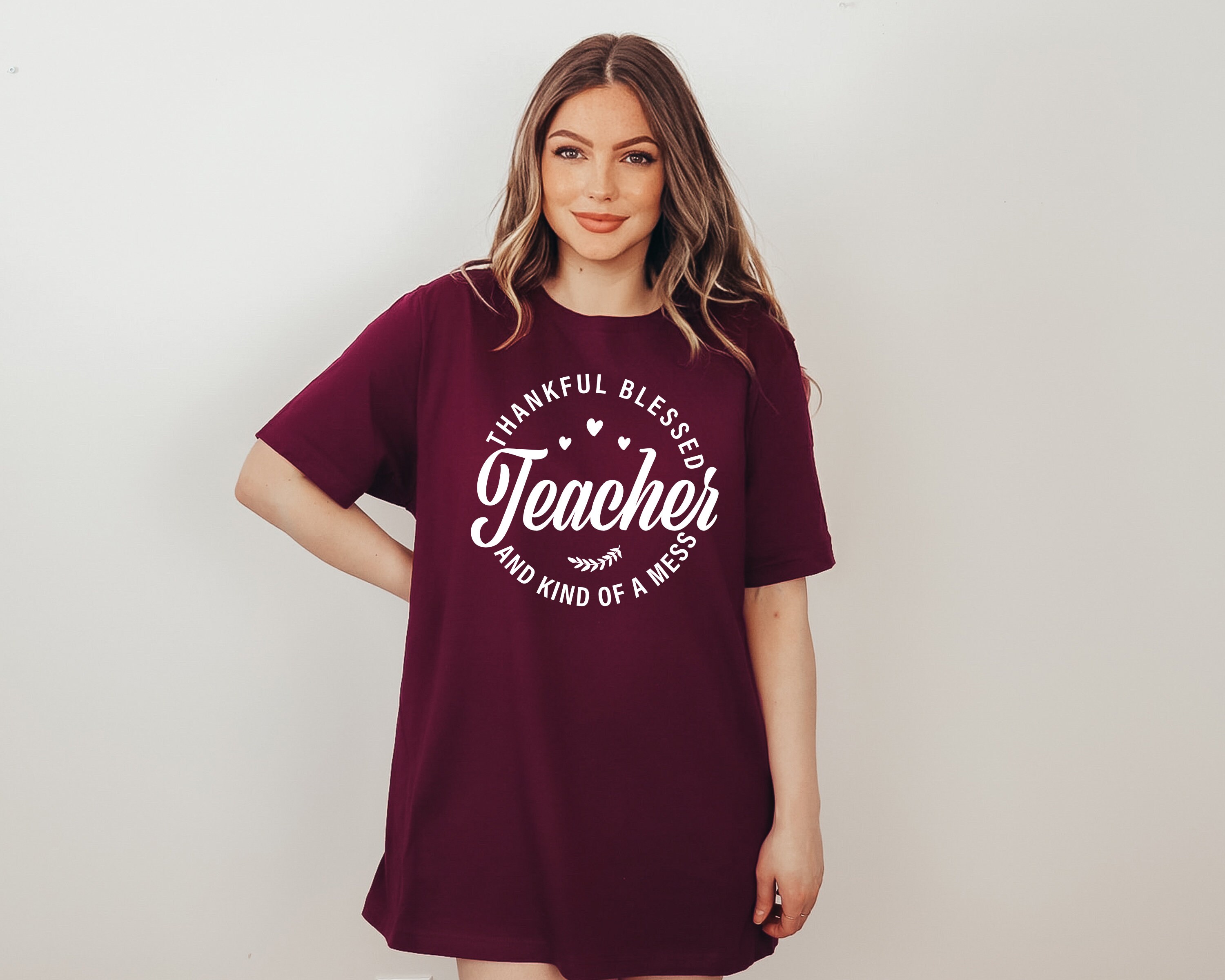 Thankful Blessed and Kind of A Mess Teacher Svgthanksgiving - Etsy