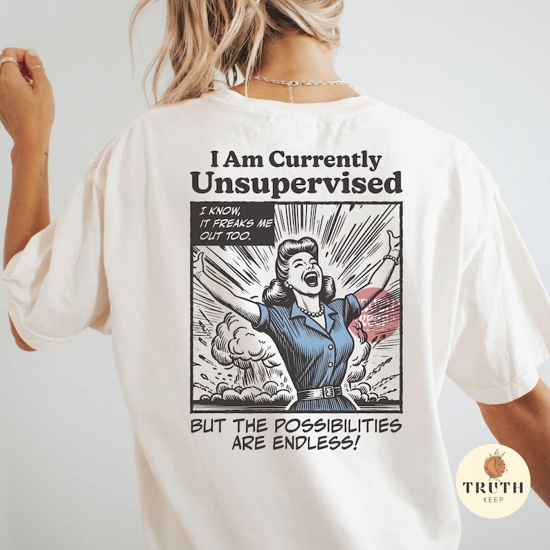 I Am Currently Unsupervised SVG, Funny Sarcastic Retro Woman PNG ...