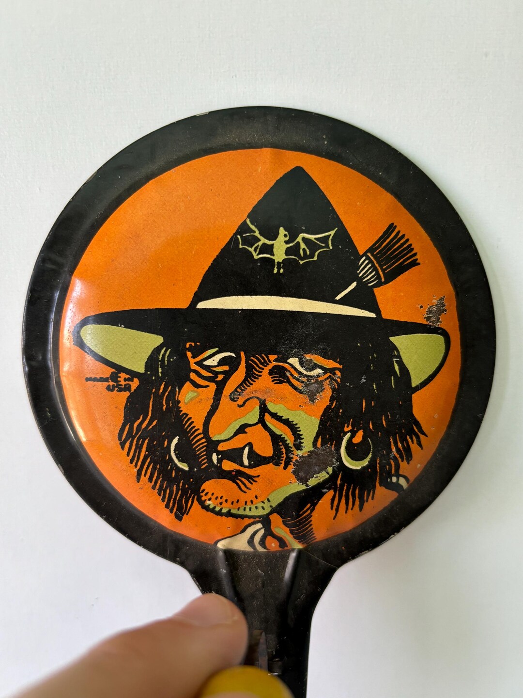 Vintga Halloween 1930s Tin Clanger With Witch Face - Etsy