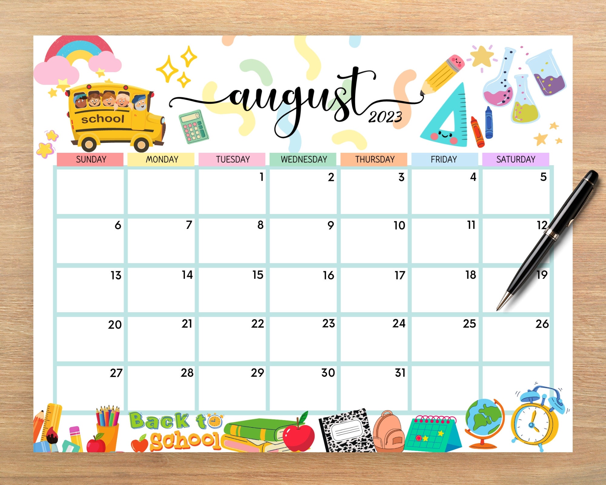EDITABLE August 2023 Calendar Back To School Kids School Etsy New Zealand EDITABLE August 2023 Calendar Back To School Kids School Etsy New Zealand