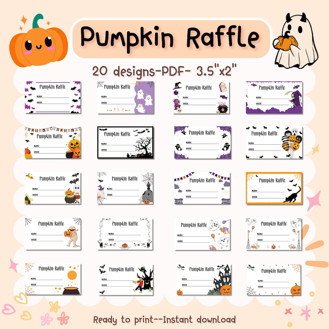 Halloween Pumpkin Raffle Ticket Printable Raffle Ticket - Etsy