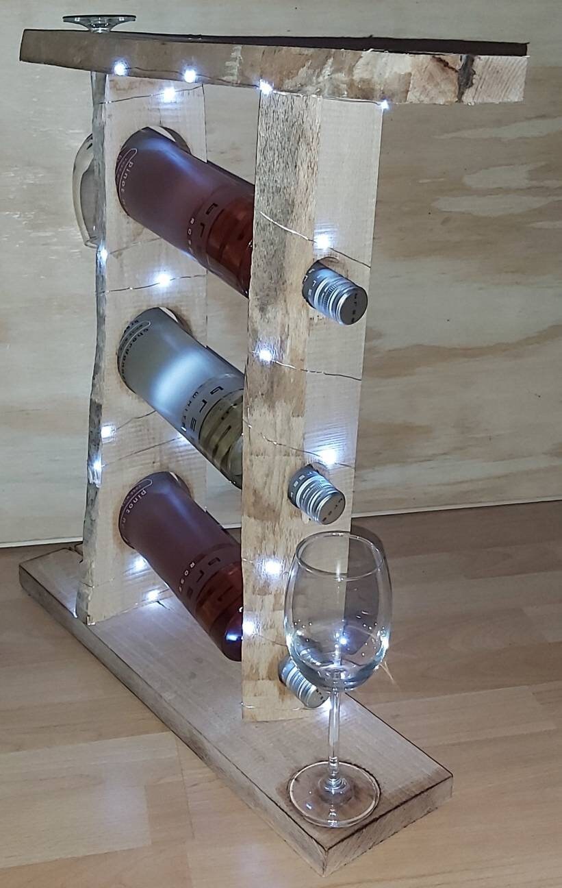Unusual Rustic Wine Rack With Lighting Wine Rack Wine Stand - Etsy