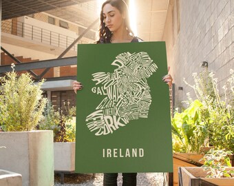 County Offaly Map Ireland Map Print Counties of Ireland Ireland Gifts ...