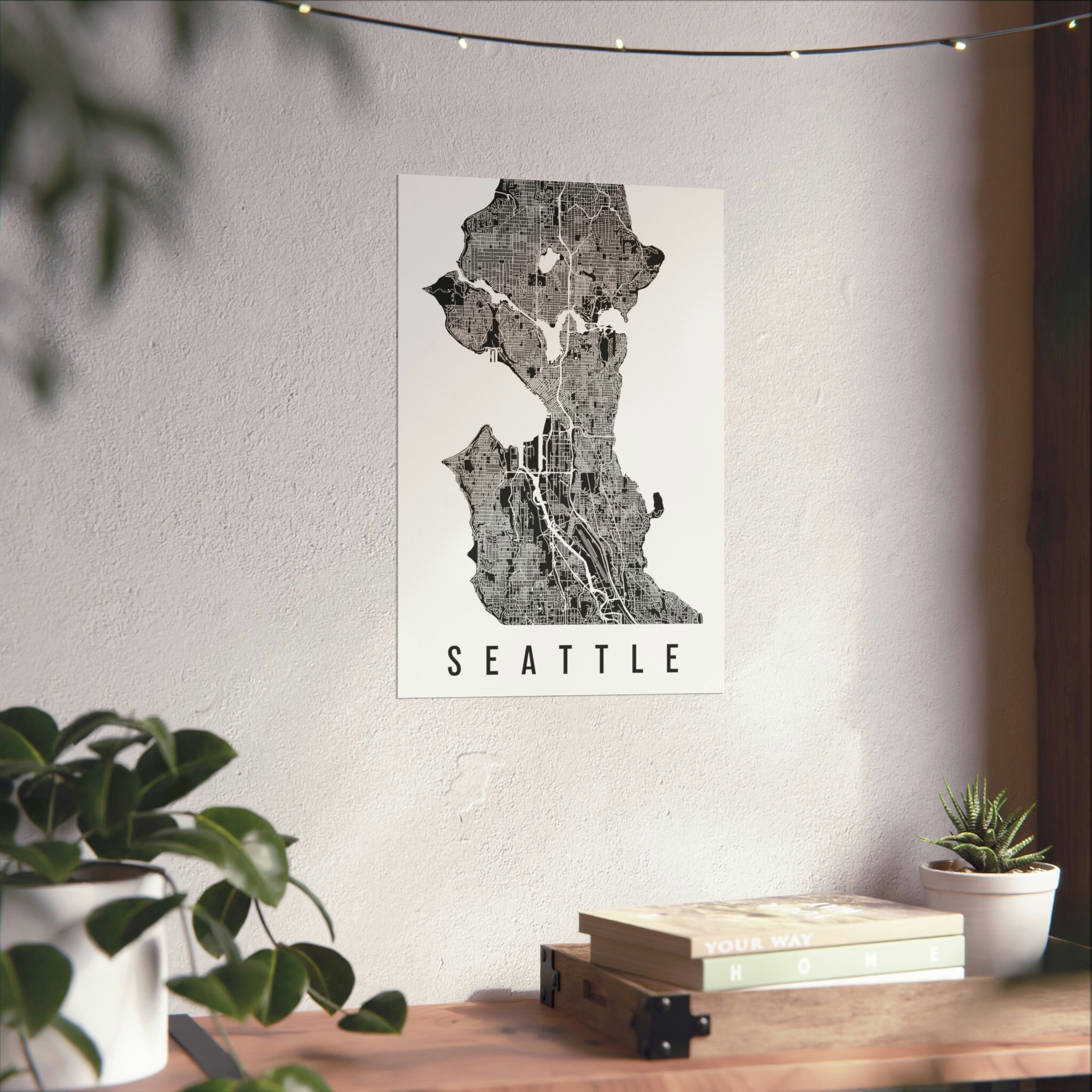 Mapa de Seattle, Mapa de arte, Impresión de arte, Mapa de la ciudad de ...