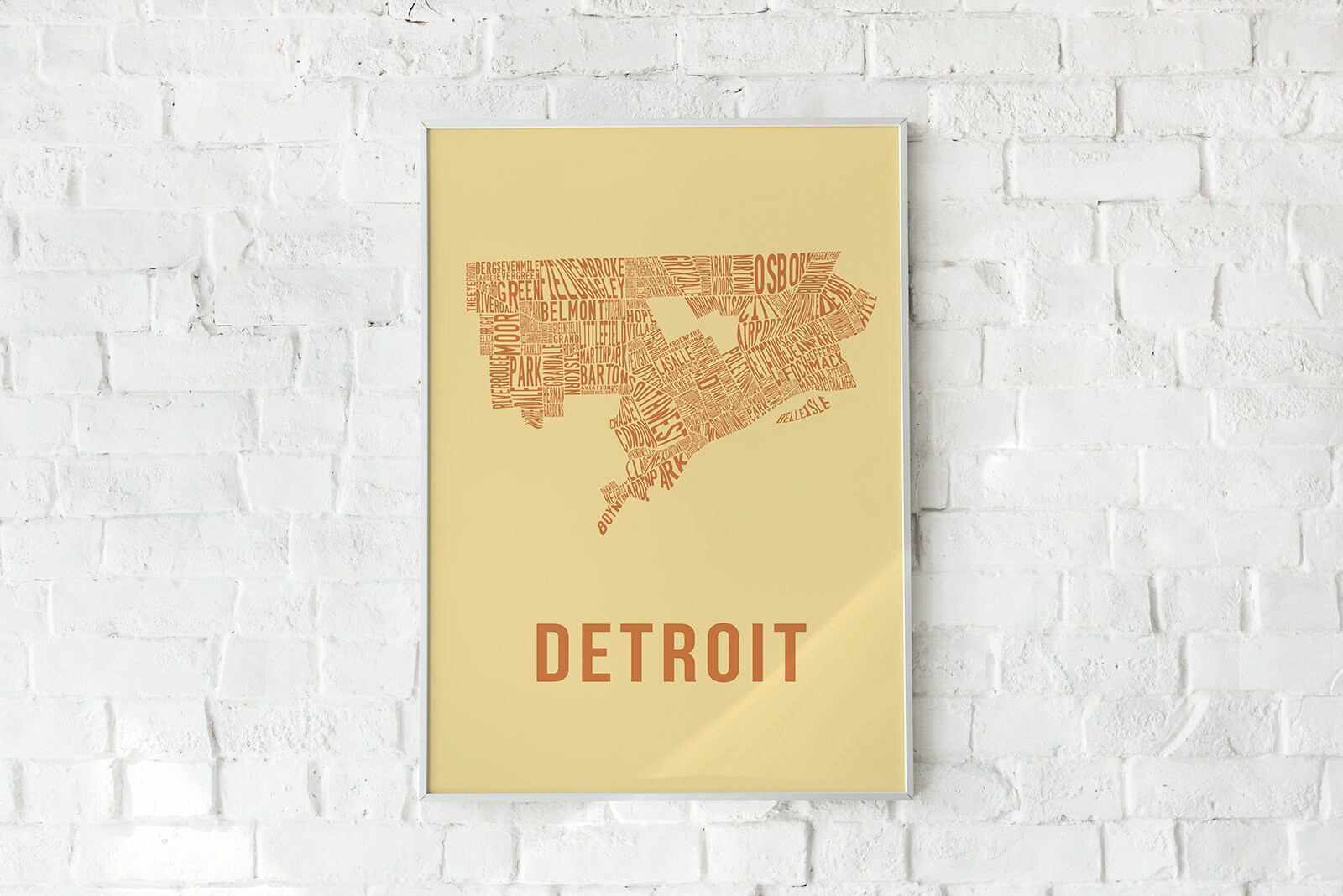 Detroit Map Neighborhoods Typographic Poster Print - Etsy