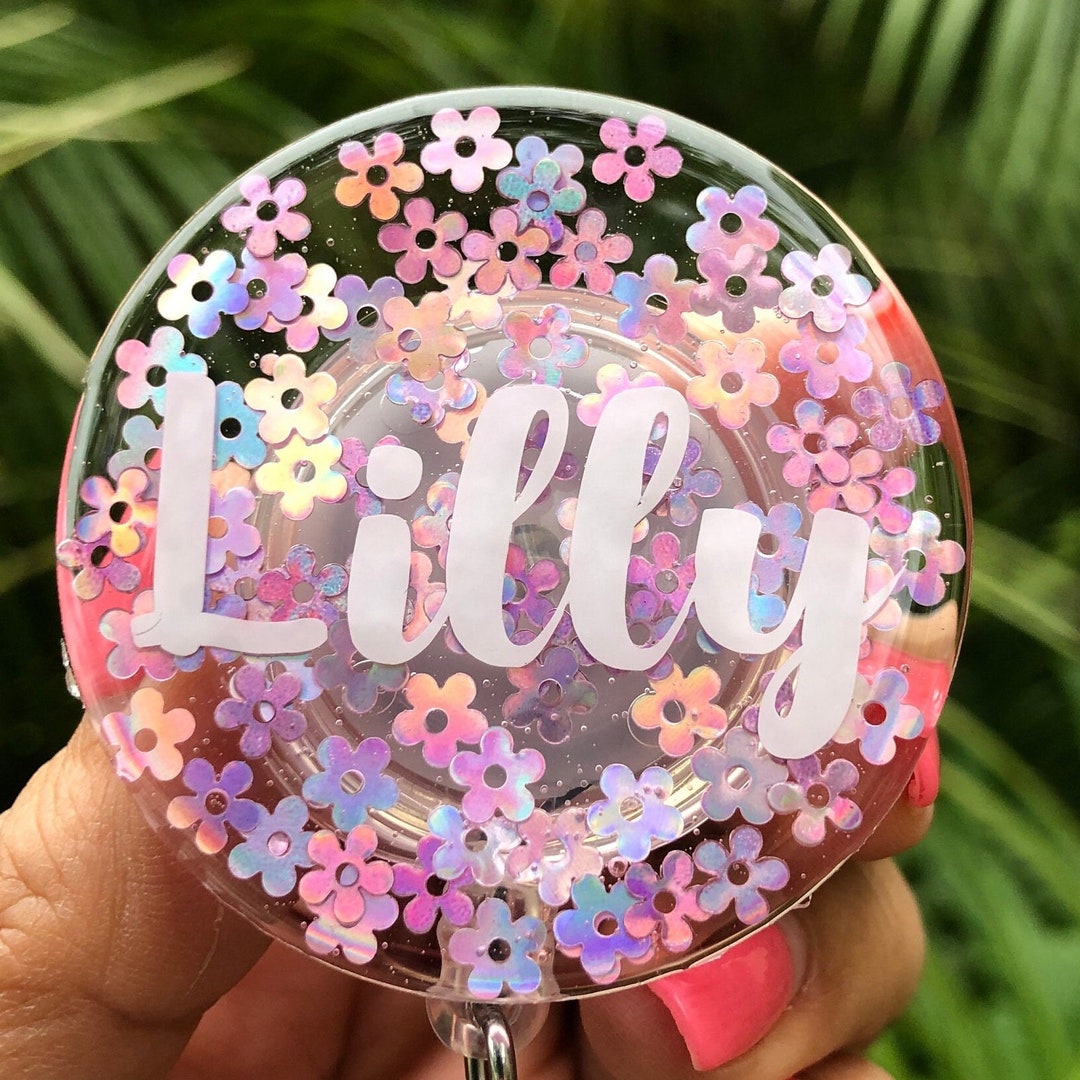 Customizable Flower Badge Reel/name Tag/keychain/pin - Etsy
