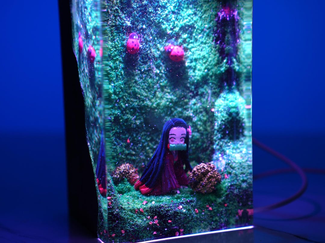 Kny Demon Nezuko Resin Wood Night Light – Anime Inspired Handmade Lamp ...