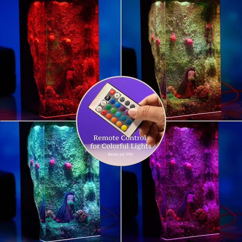 Kny Demon Nezuko Resin Wood Night Light – Anime Inspired Handmade Lamp ...