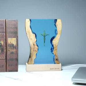 Jesus Crucifix Resin Wood Night Light - Christianity Multicolor LED ...