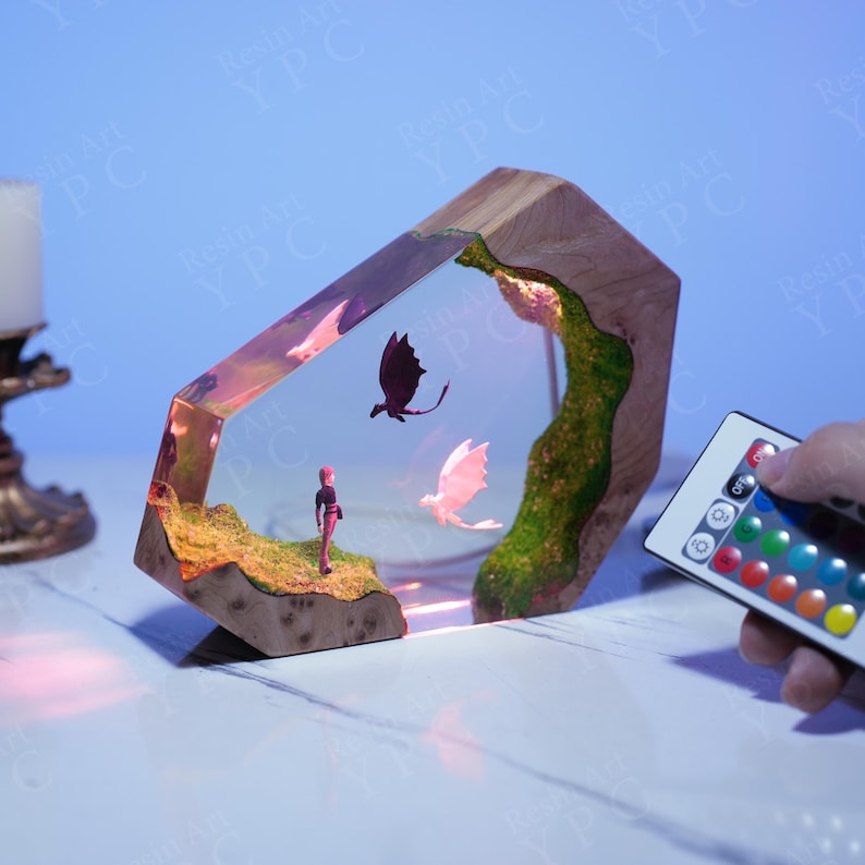 HTTYD Night Light – Resin Wood Lamp – Fantasy Room Decor, Viking Gift ...