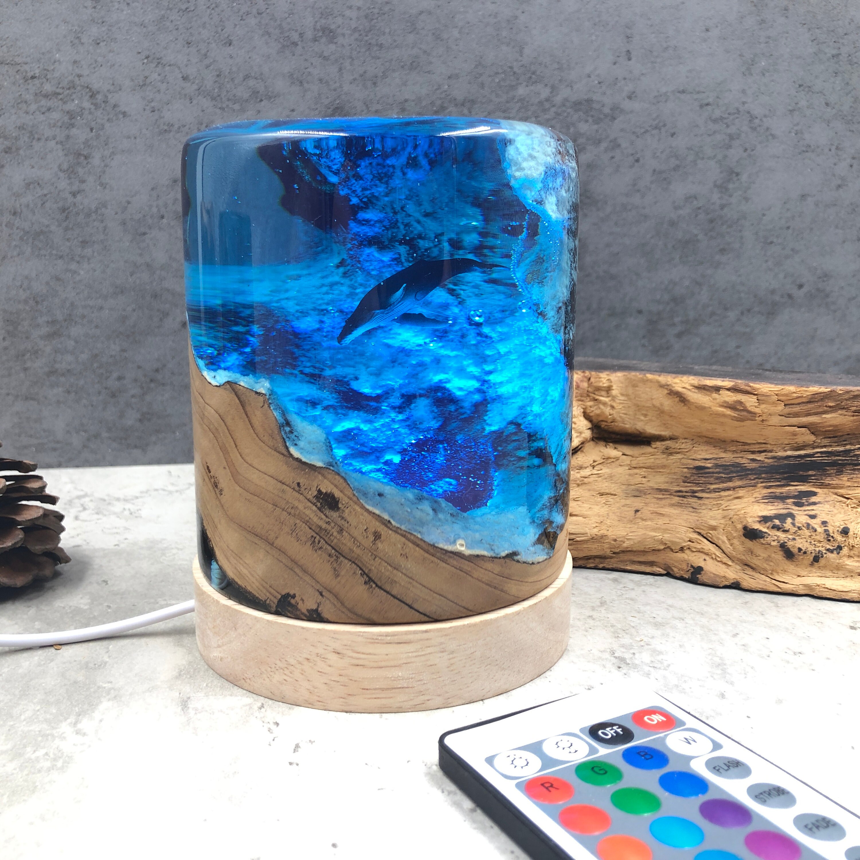 Humpback whales Night Lights Epoxy Resin Wood Light Lamp | Etsy