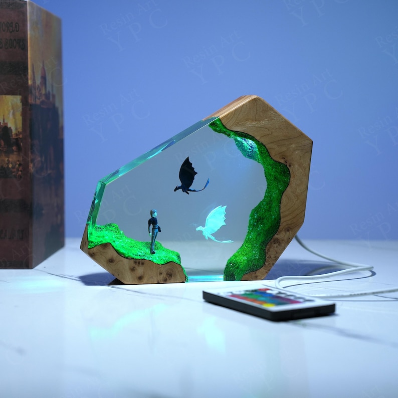 HTTYD Night Light – Resin Wood Lamp – Fantasy Room Decor, Viking Gift ...