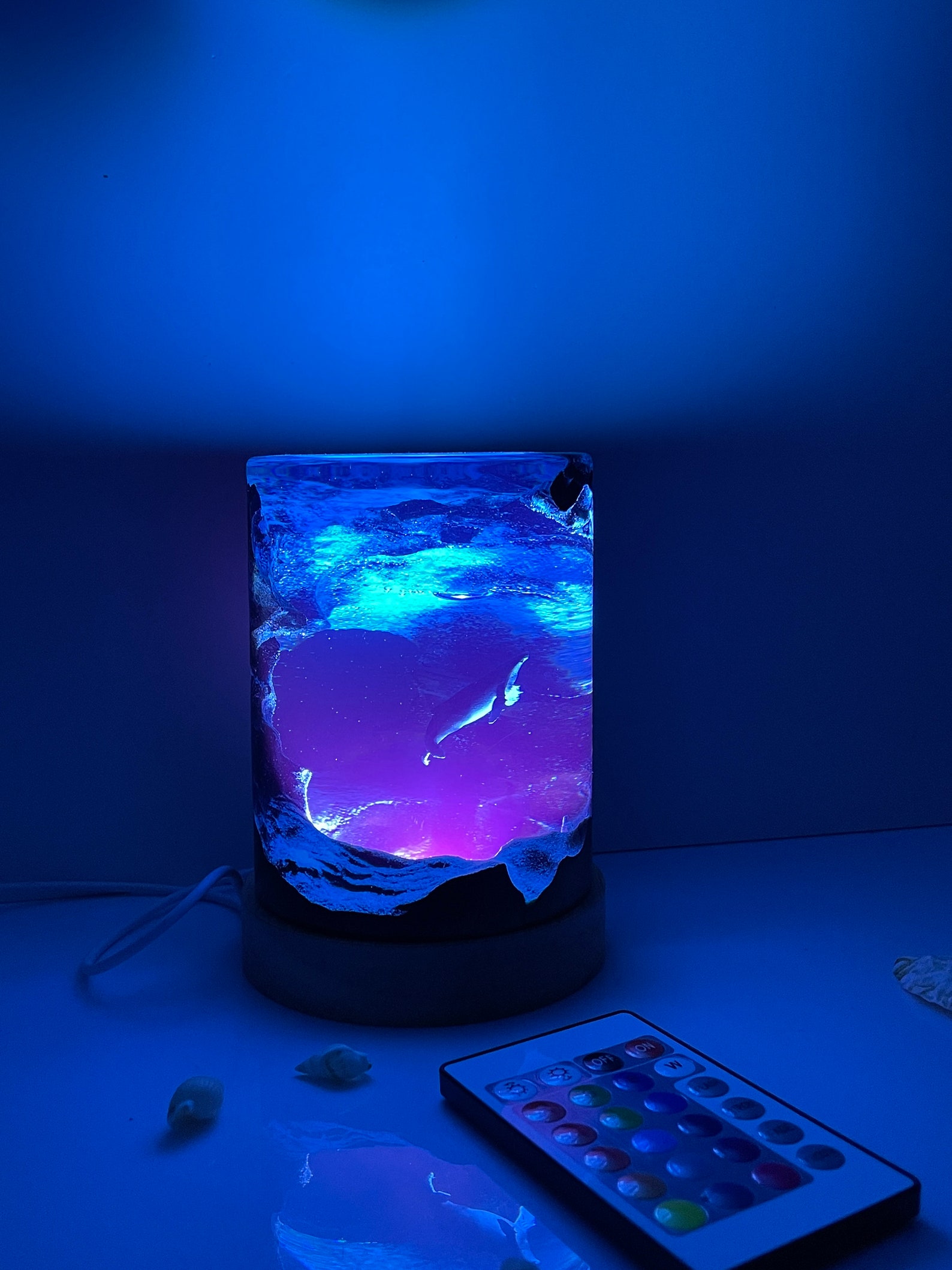 Humpback Whales Night Lights Epoxy Resin Wood Light Lamp | Etsy