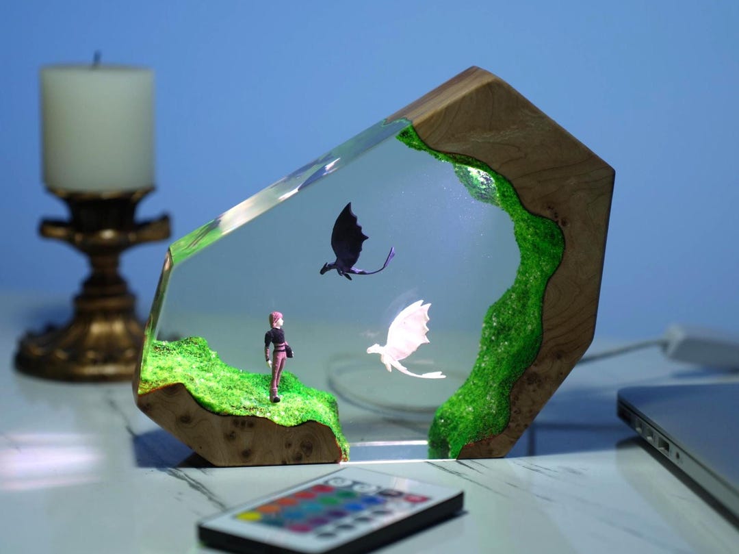 HTTYD Night Light – Resin Wood Lamp – Fantasy Room Decor, Viking Gift ...