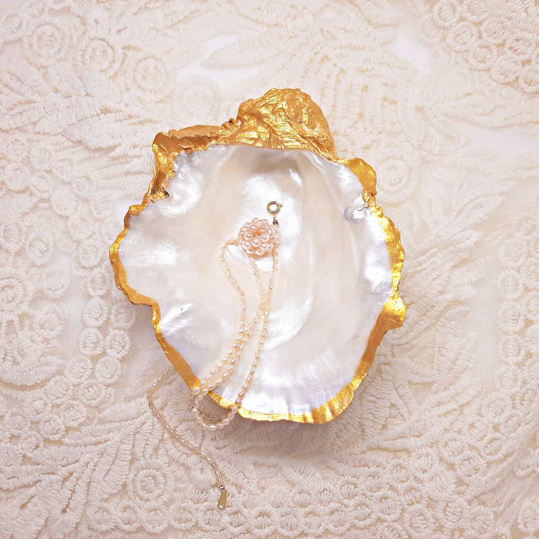 Pearl Shell Ring Dish | Large Oyster Shells | Costal Decor | Wedding ...