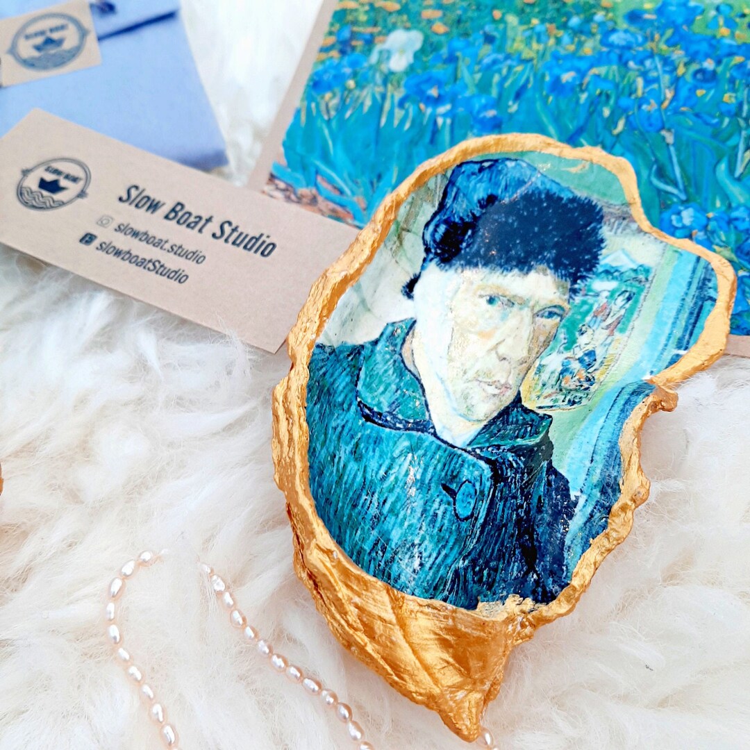 Oyster Shell Ring Dish in Vincent Van Gogh Self-portrait Shell Trinket ...