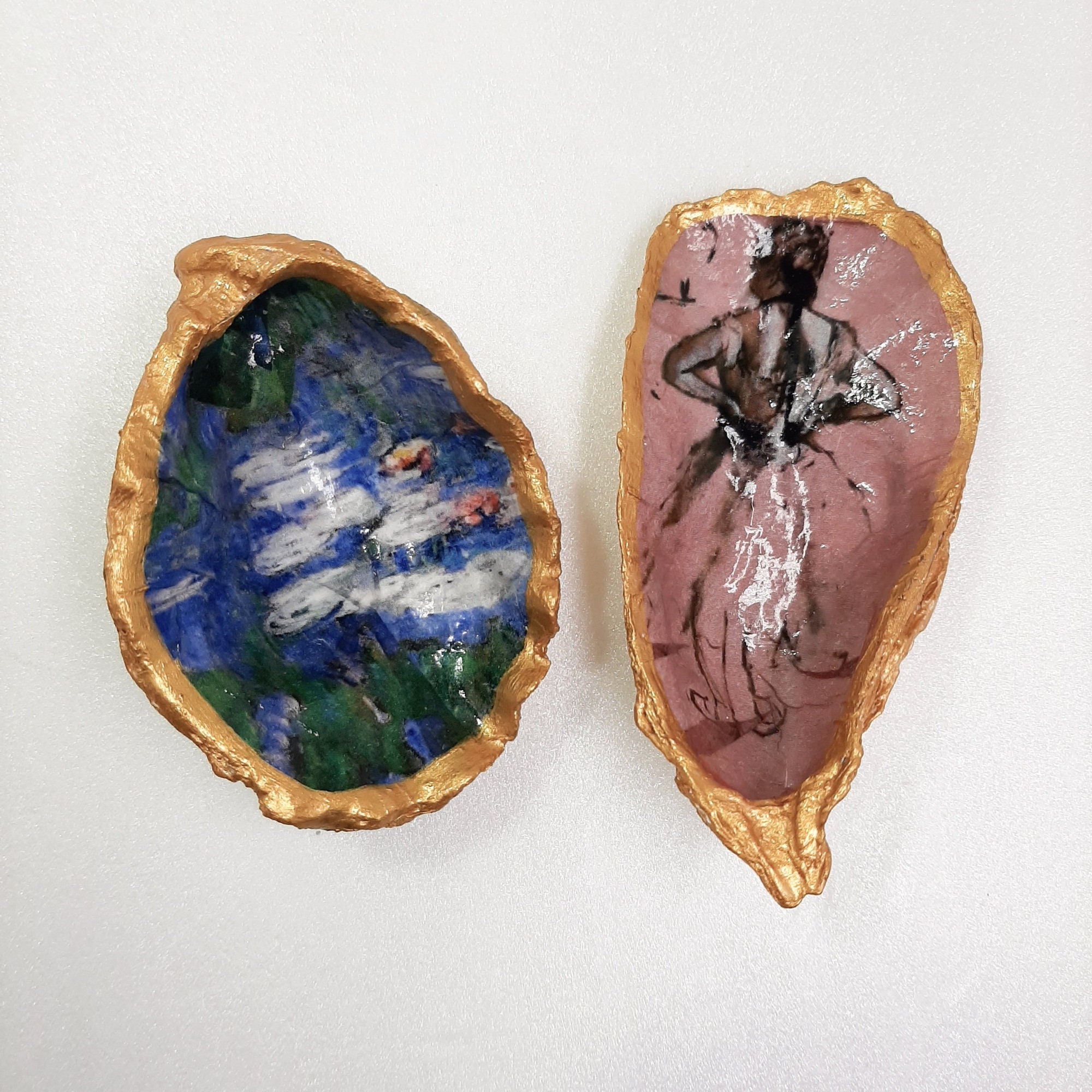 Water Lilies Claude Monet Oyster Shell Ring Dish Decoupage Shells - Etsy