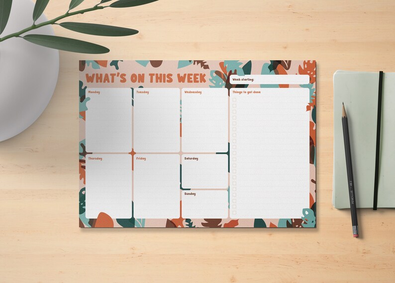 Printable Weekly Planner - Leaf Design - Etsy