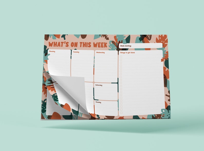 Printable Weekly Planner - Leaf Design - Etsy