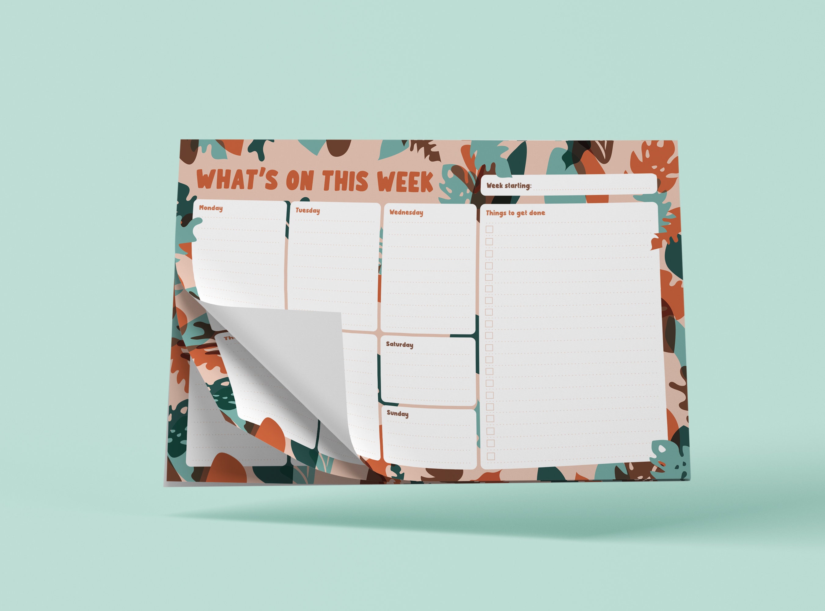 Printable Weekly Planner Leaf Design - Etsy