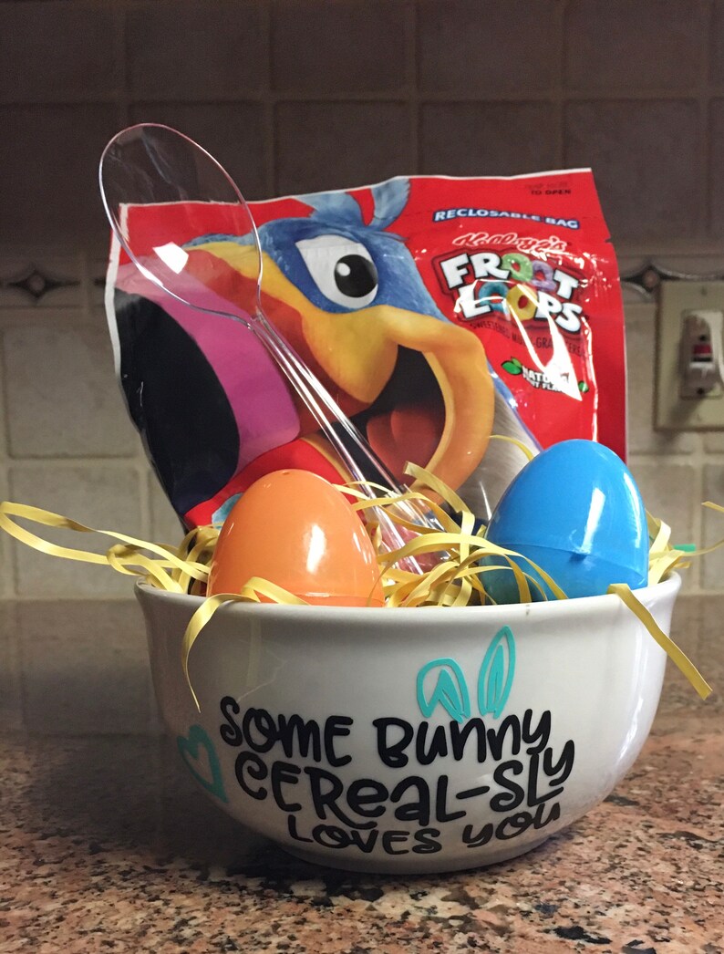 Says some Bunny Cereal-sly Loves You. Easter Ceramic Bowl | Etsy