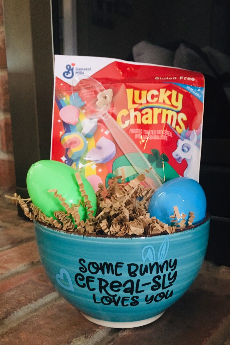 Says some Bunny Cereal-sly Loves You. Easter Ceramic Bowl - Etsy