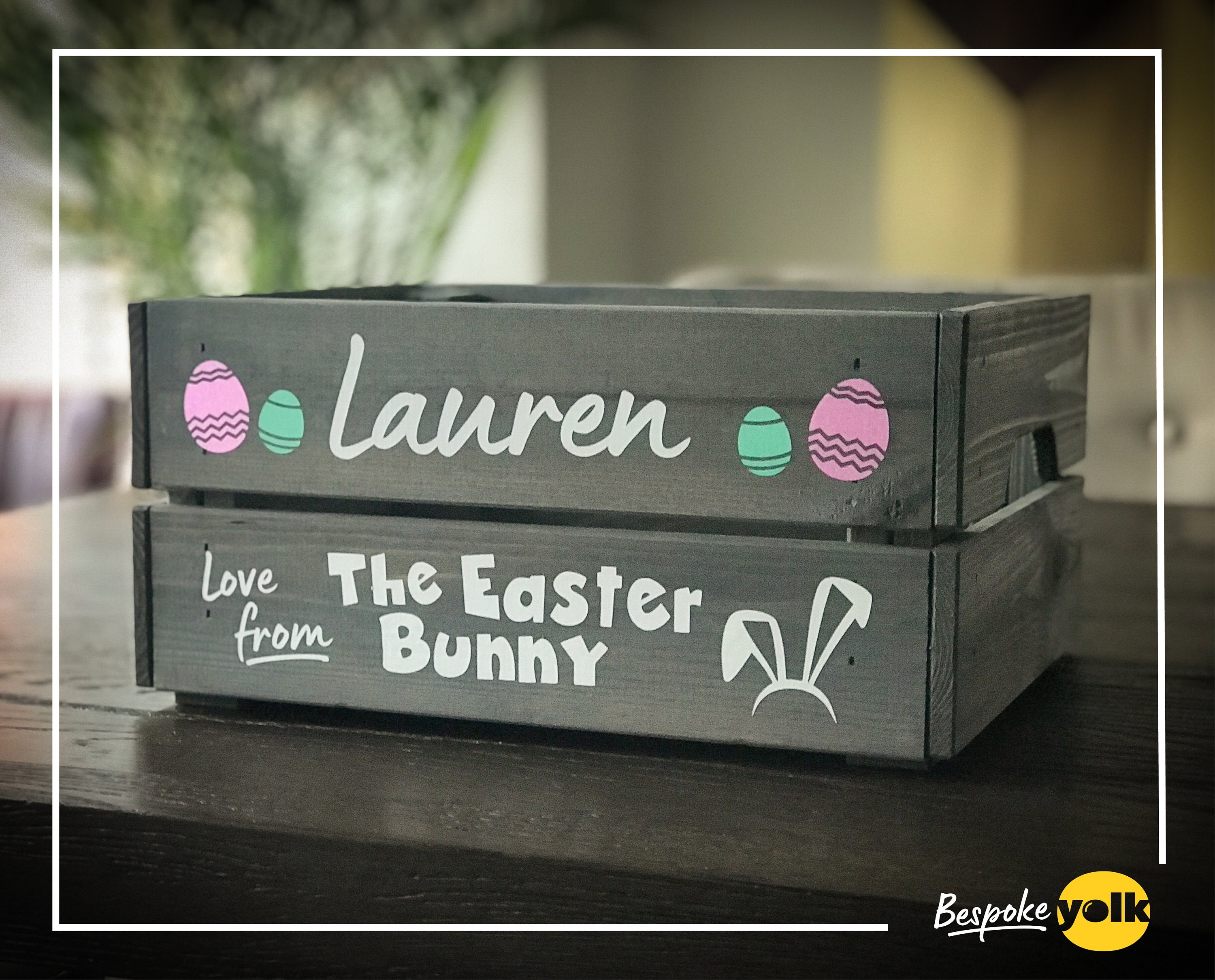 Personalised Easter Crate Vinyl Sticker Easter Bunny Gift - Etsy UK