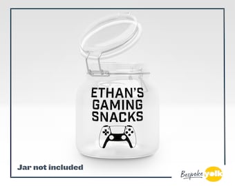 Personalised Gaming Snacks Jar Sticker - Vinyl Decal - Label- Gamer ...