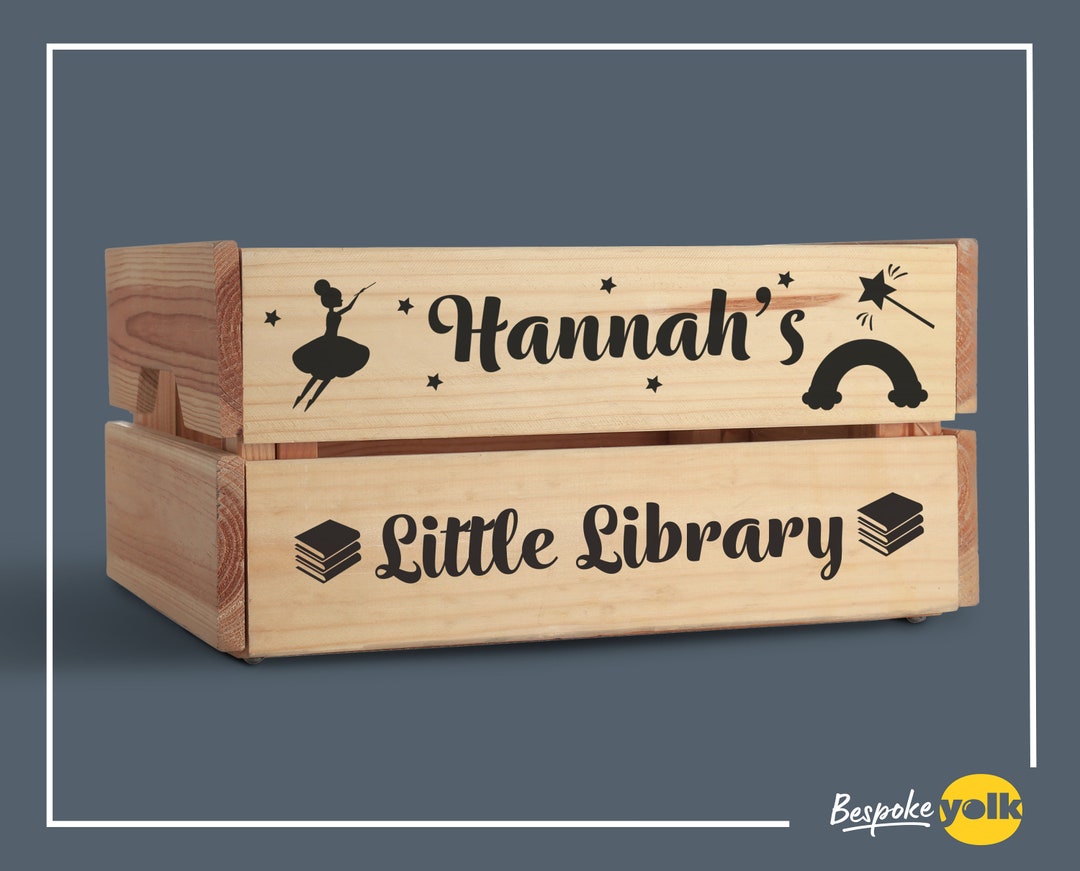 Personalised Book Crate | Little Library Story Book Box | Storage Box ...