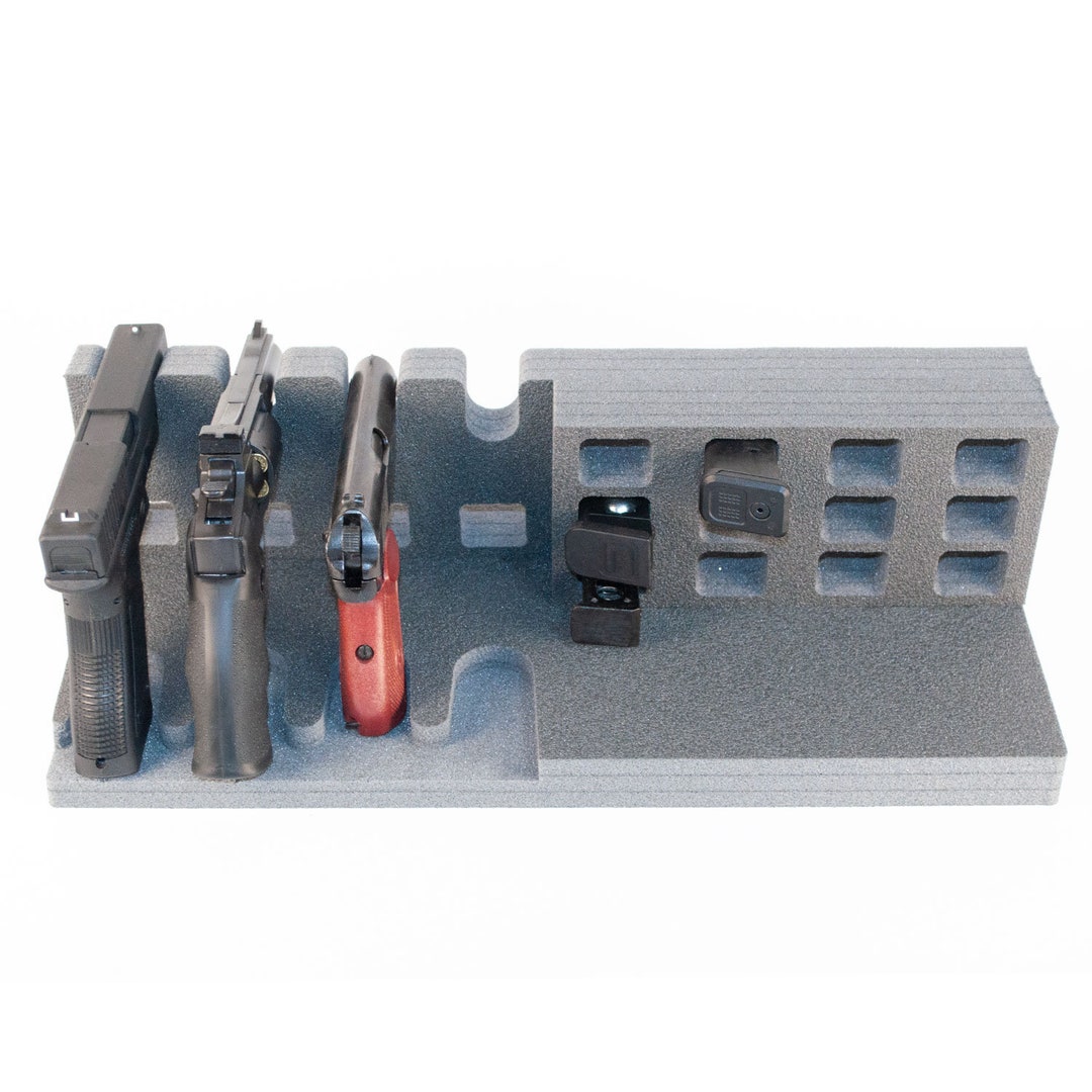 4 GR Gun & 16 Magazines Holders. Rkrack Foam Gun Rack for Pistol ...