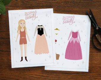 Sleeping Beauty Paper Doll. Aurora Briar Rose Princess Paper - Etsy