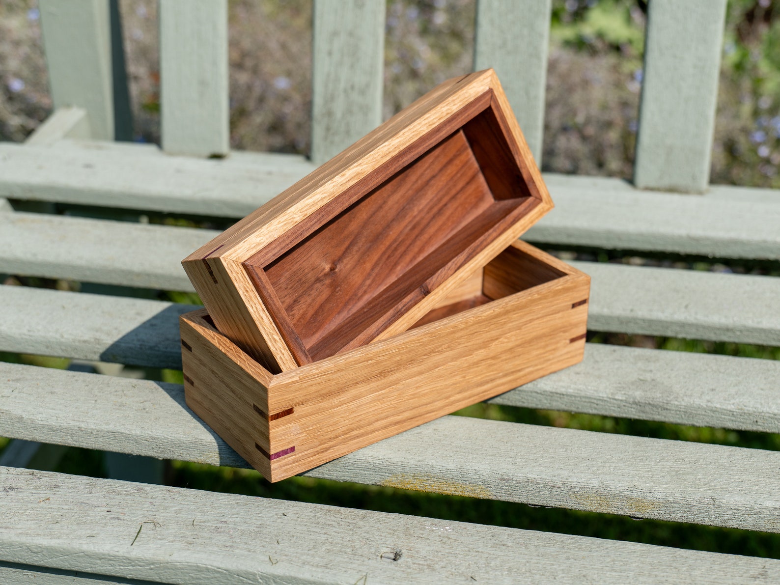 Handmade Wooden Trinket Box: Geometric Maple Lid, Walnut Inlay - Etsy