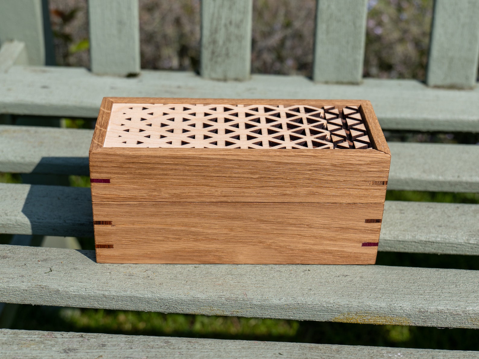 Handmade Wooden Trinket Box: Geometric Maple Lid, Walnut Inlay - Etsy