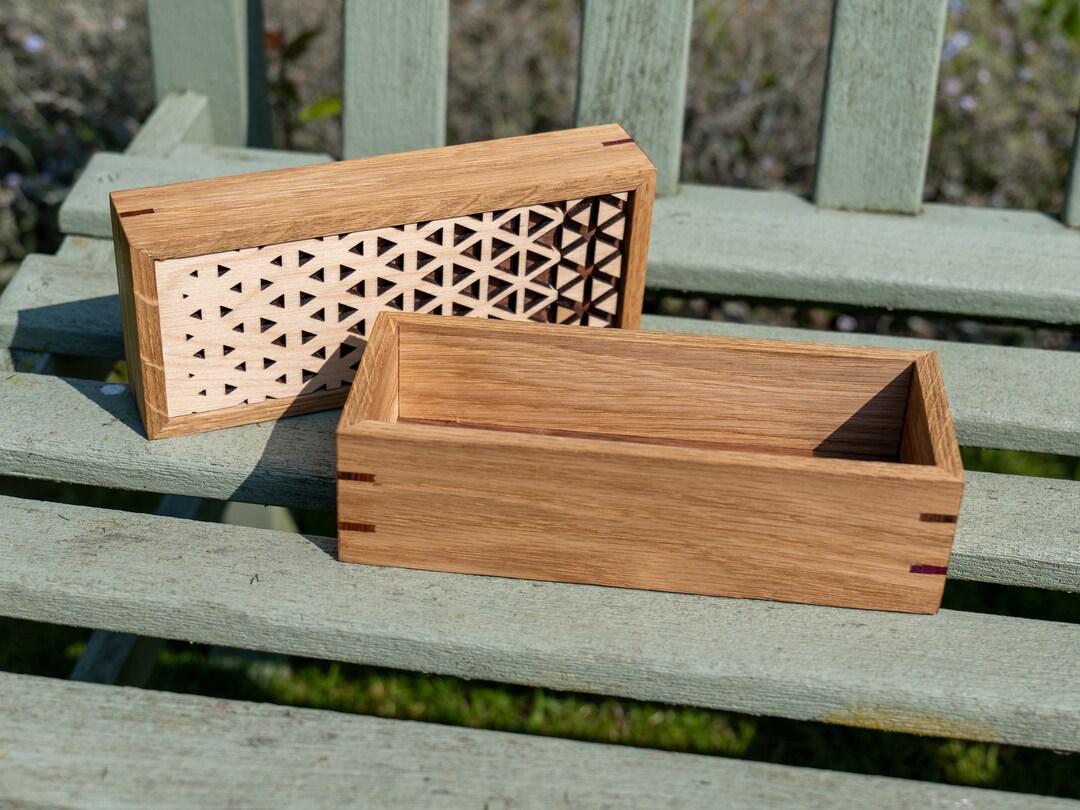 Handmade Wooden Trinket Box: Geometric Maple Lid, Walnut Inlay - Etsy