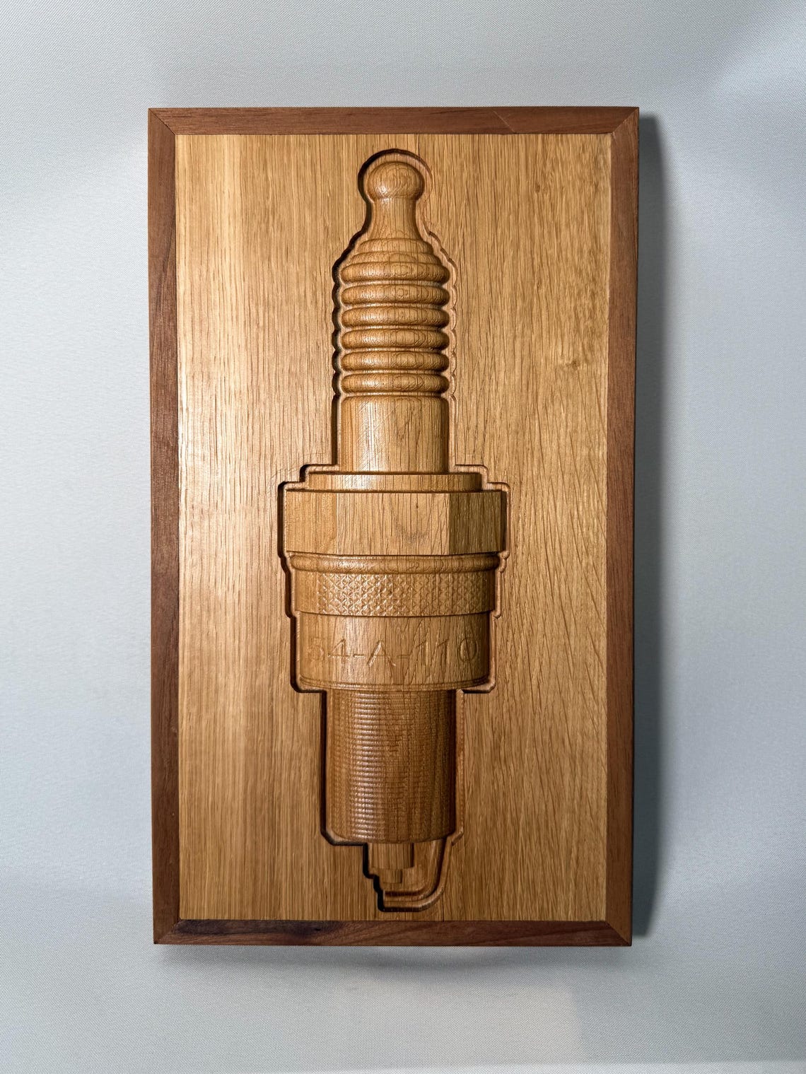 Carved Wooden Spark Plug Wall Art: Oak & Walnut Garage Decor - Etsy