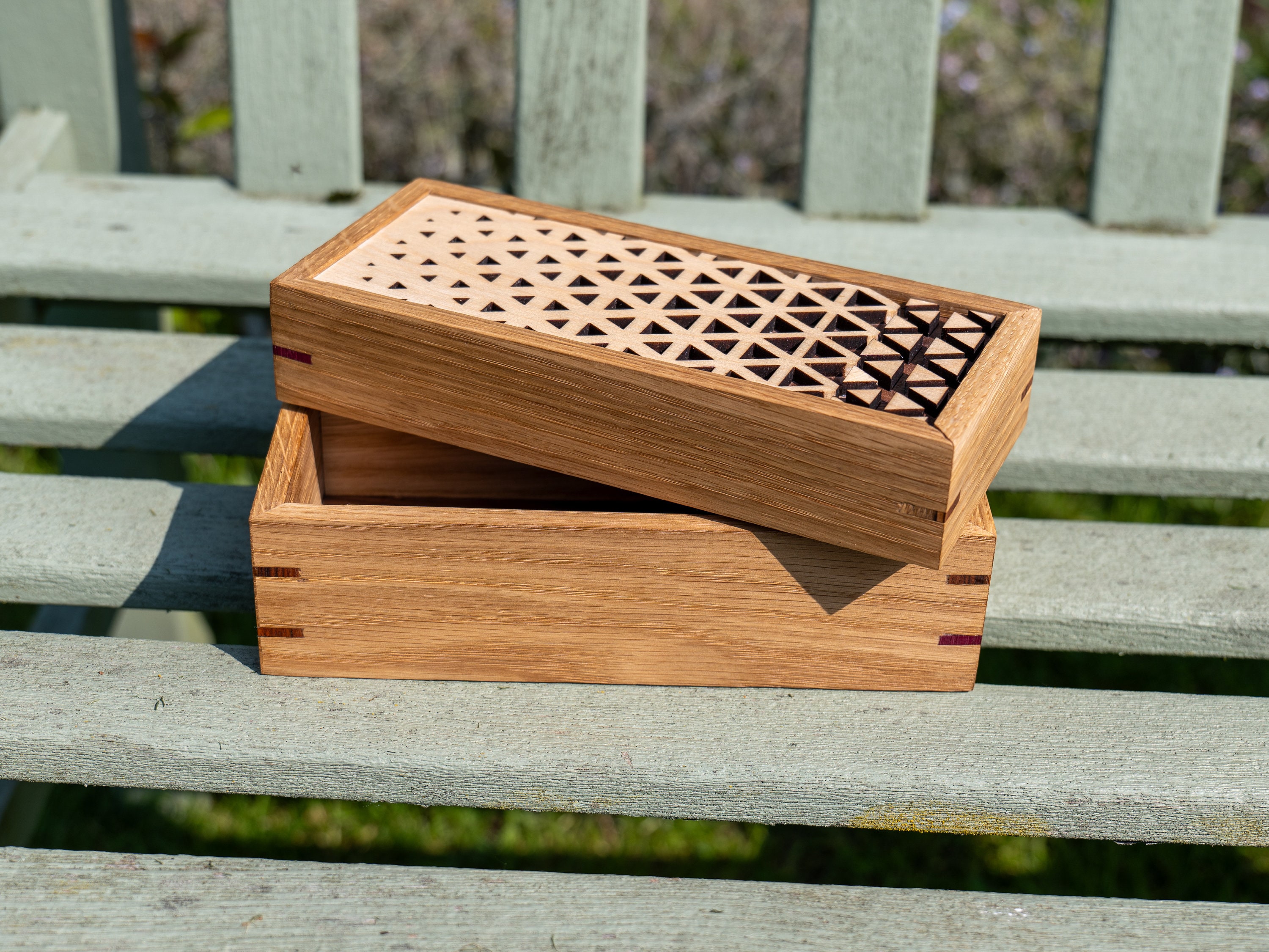 Handmade Wooden Trinket Box: Geometric Maple Lid, Walnut Inlay - Etsy
